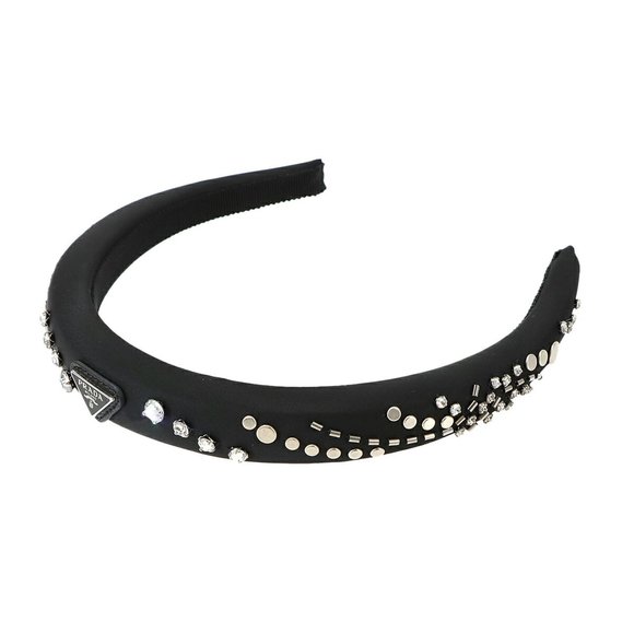 Prada | Accessories | Prada Renylon Headband Polyamide Black Rhinestone ...